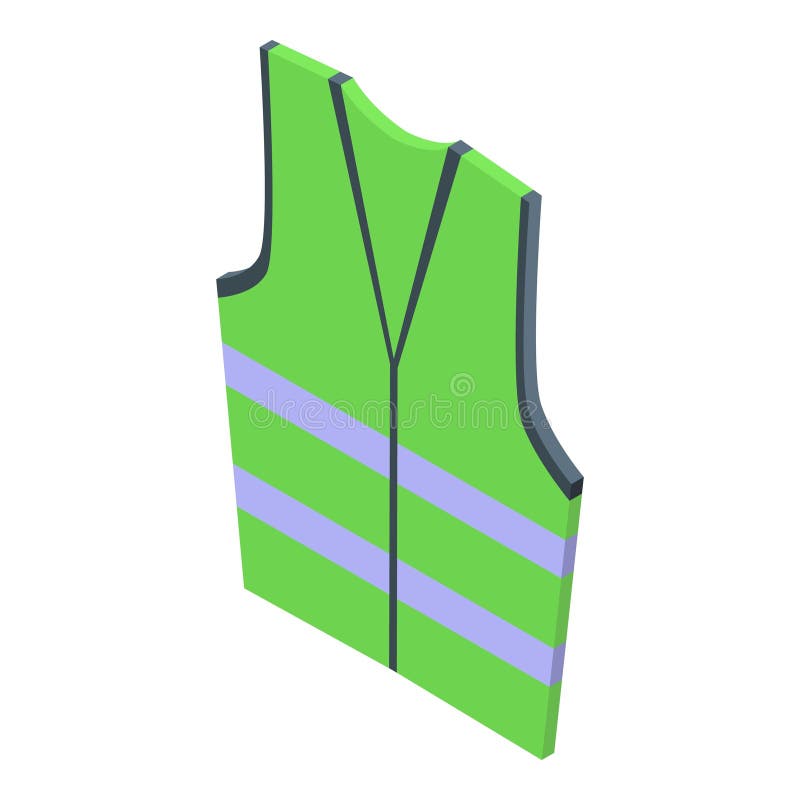 Green Safety Vest with Reflective Stripes Isometric Icon Stock ...