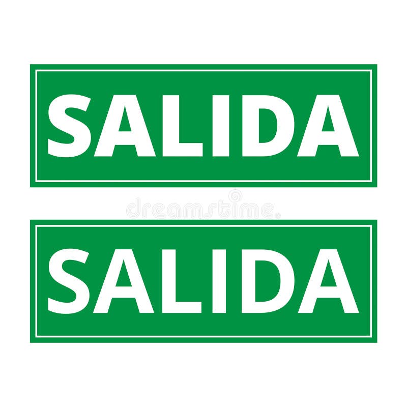Green Salida Signs on a White Background (trad Exit Stock Vector ...