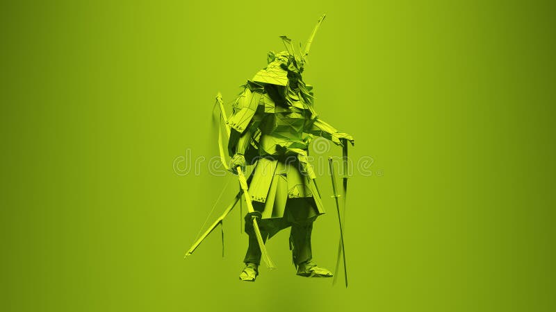 Green Samurai Post-Punk Warrior with Green Background Stock ...