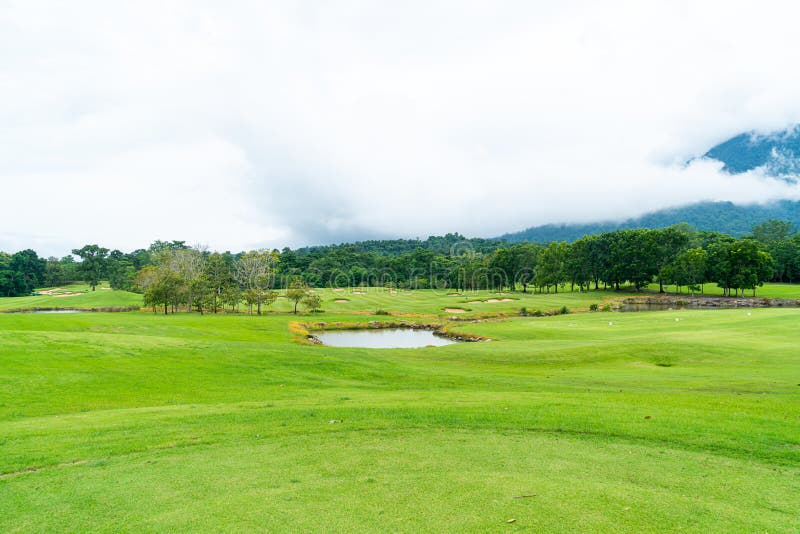 Green with Sand Bunkers on Golf Course Stock Image - Image of hole ...