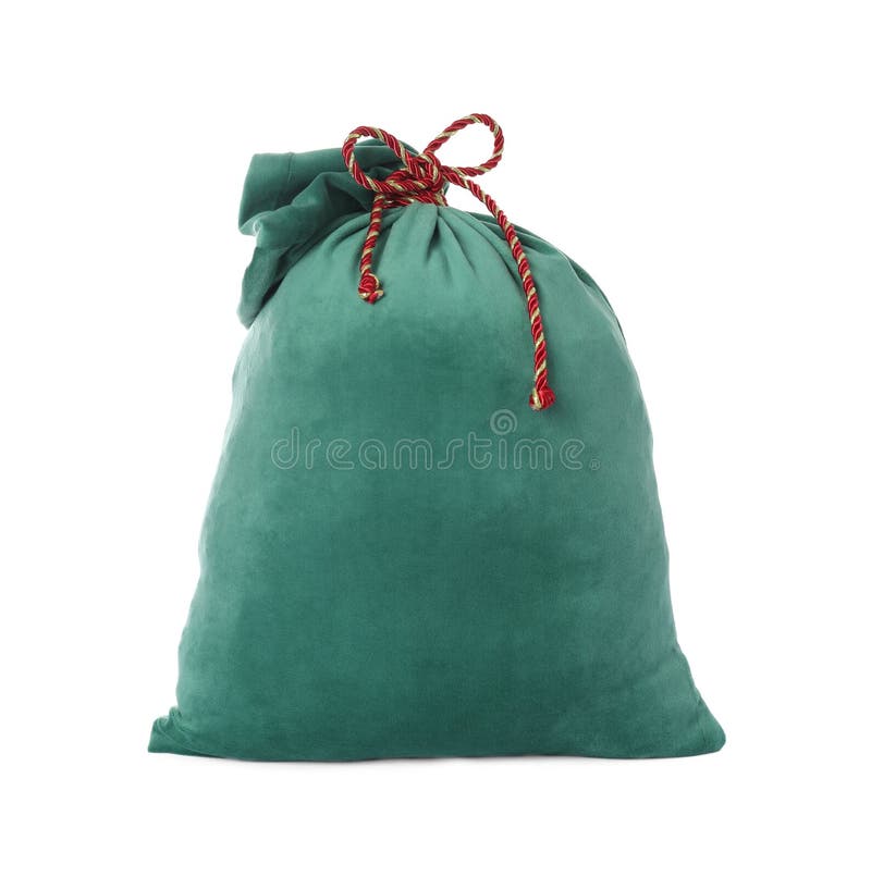 Green Santa Claus Bag Isolated on White Stock Image - Image of costume ...