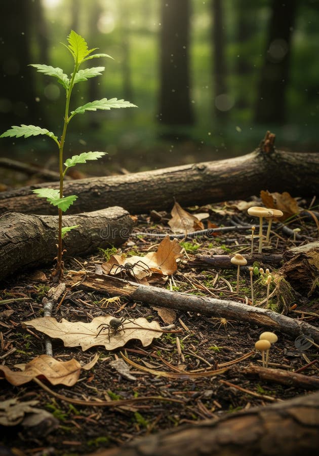 Green Sapling Emerging from Forest Floor Stock Illustration ...
