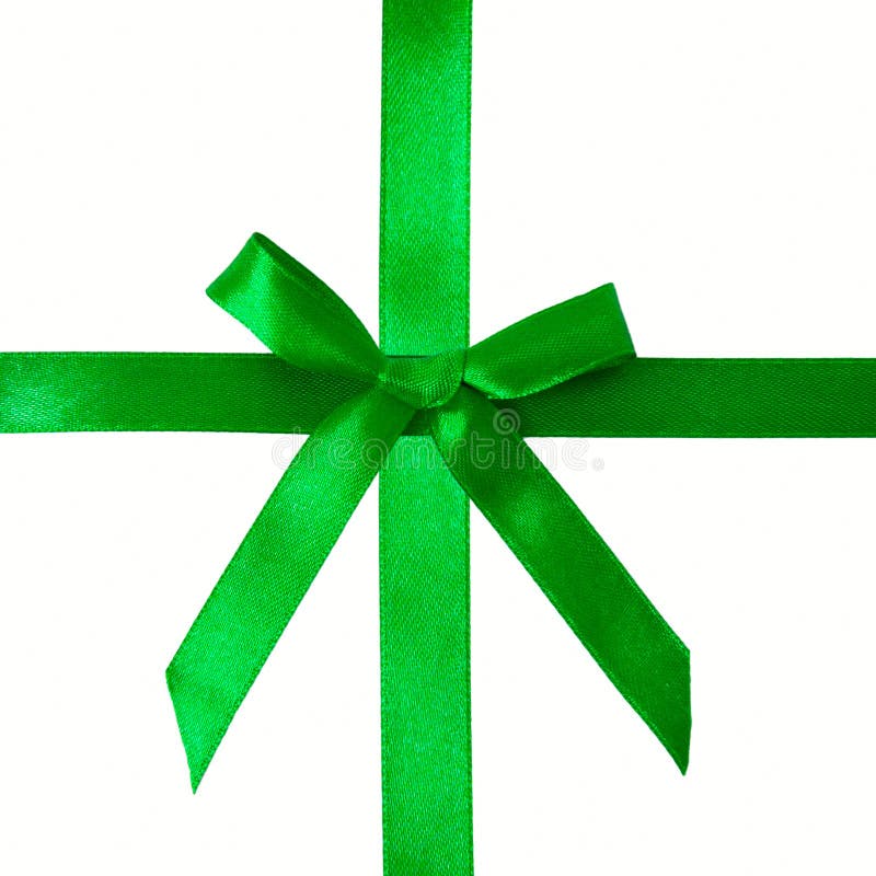 Green Satin Bow on a Satin Ribbon Stock Image - Image of design ...
