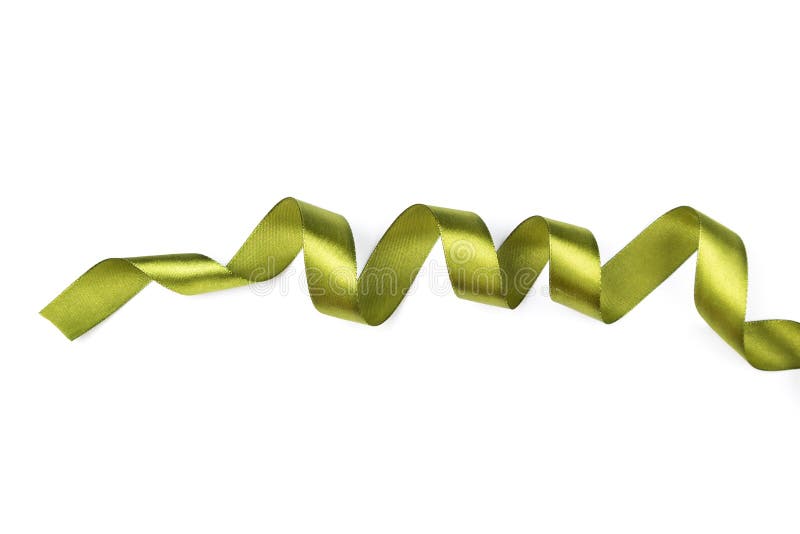 Green Satin Curly Ribbon Isolated on White Background Stock Image ...