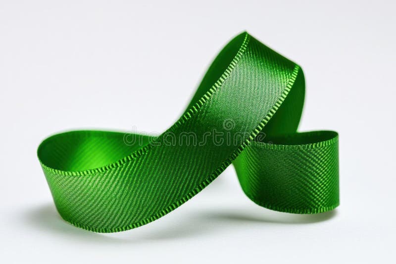 Green Satin Ribbon Loop on White Background Stock Image - Image of ...