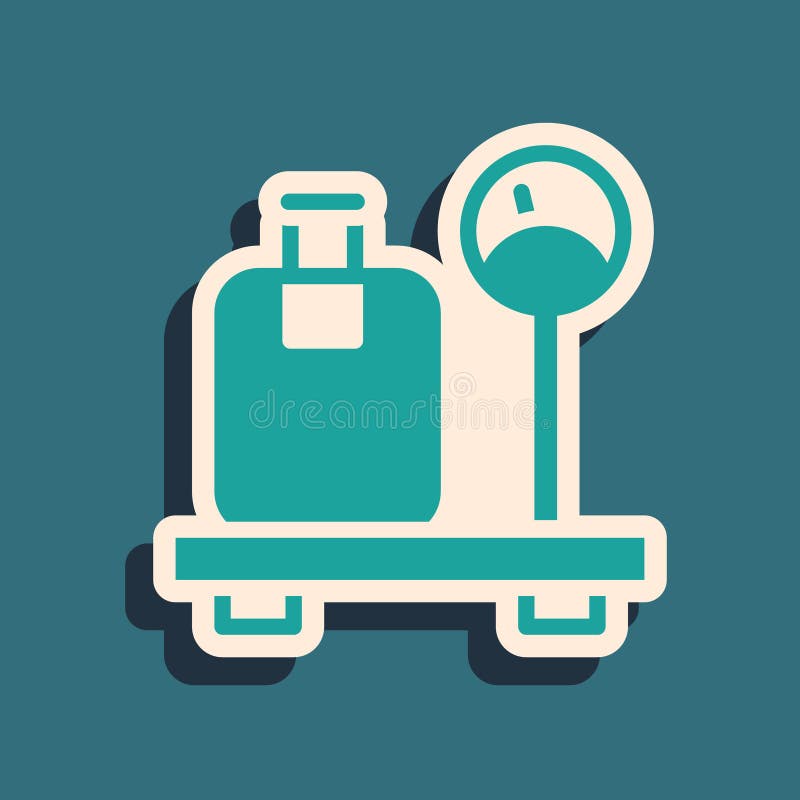 Green Scale with Suitcase Icon Isolated on Green Background. Logistic ...