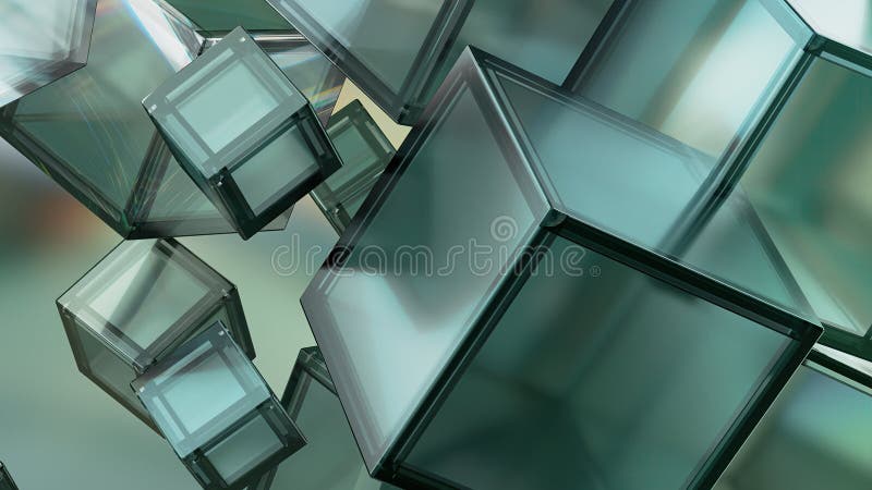 Green Scattered Glassy Boxes Abstract, Dramatic, Passionate, Luxurious ...