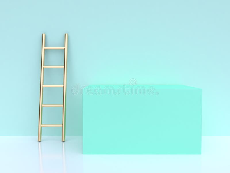 Green Scene Gold Ladder Square Shape 3d Rendering Stock Illustration ...