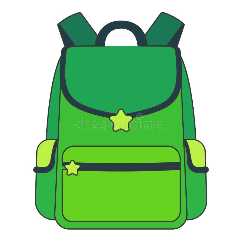 Green School Backpack Illustration Isolated on Transparent Background ...