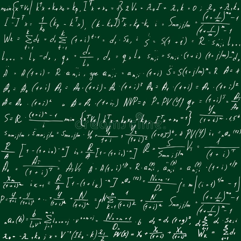 Mathematical Equations and Formulas on the School Board. Stock Vector ...