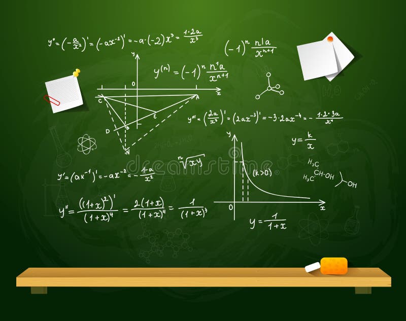 Mathematics Icons on School Board Stock Vector - Illustration of hand ...