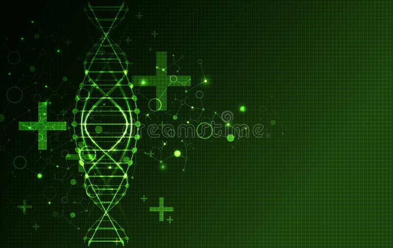 Green Science Template, DNA Molecules Background. Stock Vector ...