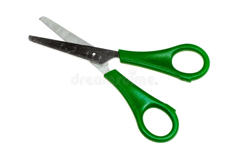 Green Scissors Cut 10 Hryvnia Isolated on a White Background. Stock ...