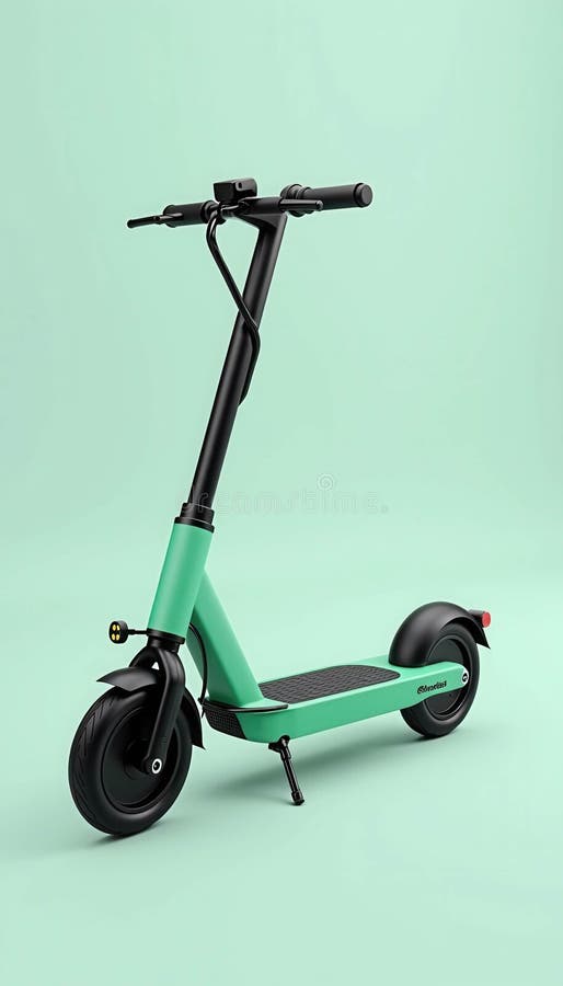 A Green Scooter with a Black Handlebar Stock Illustration ...
