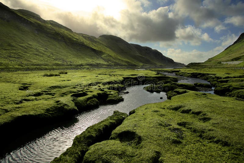 Green Scotland Valley in Spring Stock Image - Image of cloudy, europe ...