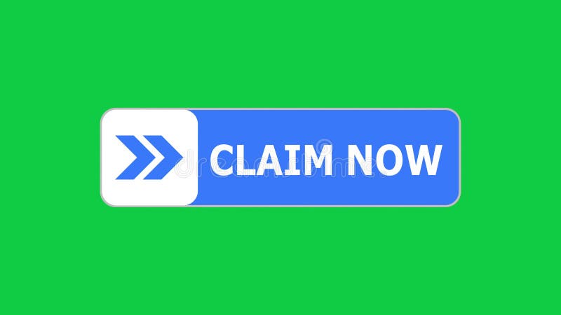 Green Screen Animation of Claim Now Push Button with Pointer, Simple ...