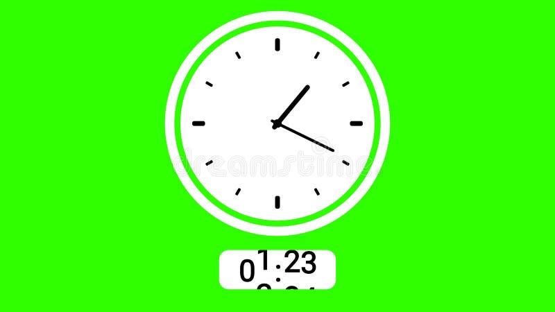 Green Screen Animation Digital Clock and Analog Circle Clock 2 Stock ...