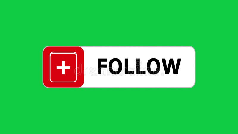 Green Screen Animation of Follow Button with Pointer, Simple Animation of Cursor Icon Clicking ...