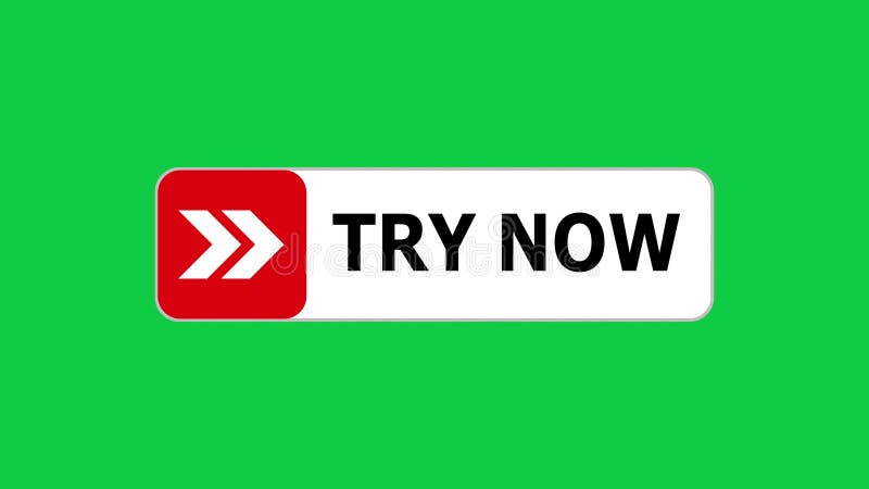 Green Screen Animation Try Now Button with Pointer, Simple Animation of Cursor Icon Clicking Try ...