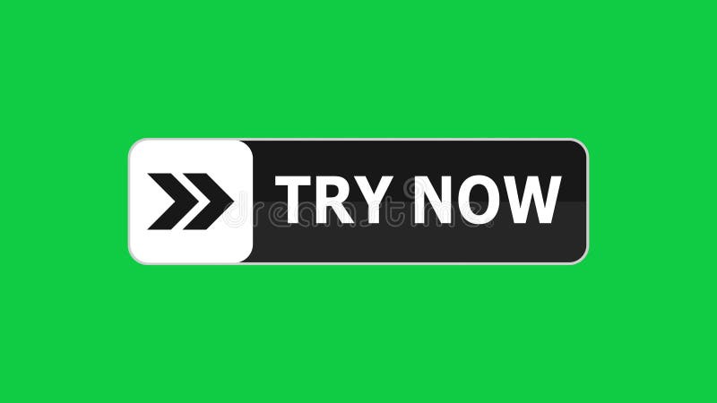 Green Screen Animation Try Now Button with Pointer, Simple Animation of Cursor Icon Clicking Try ...