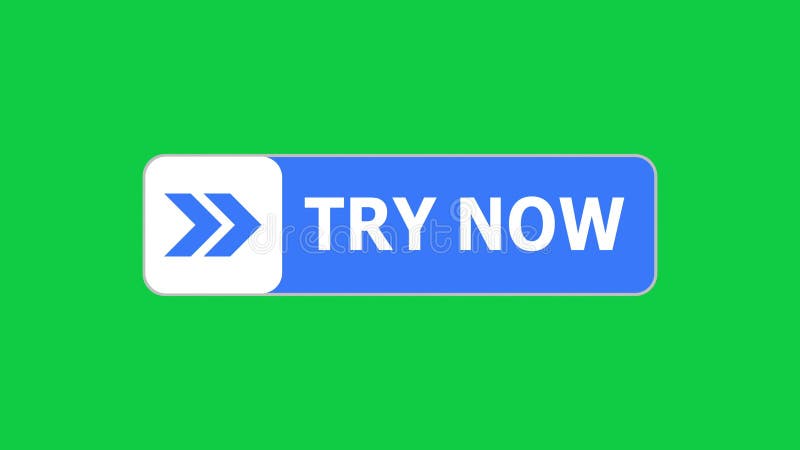 Green Screen Animation Try Now Button with Pointer, Simple Animation of Cursor Icon Clicking Try ...