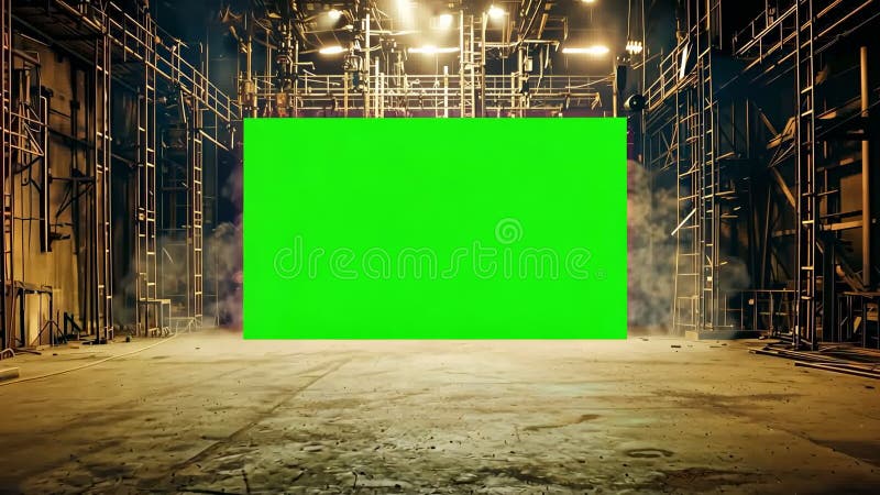 Green Screen Appearing in Industrial Building Stock Video - Video of ...