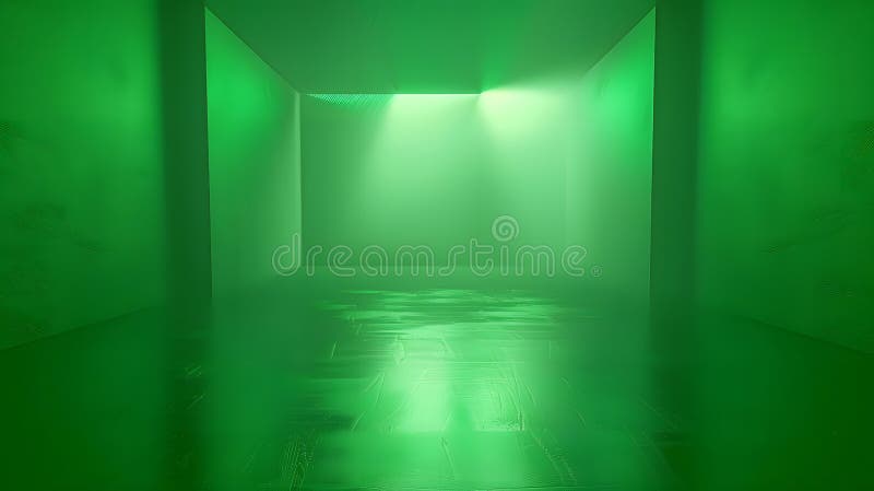Green Screen Room with Soft Waves and Lights Stock Illustration ...