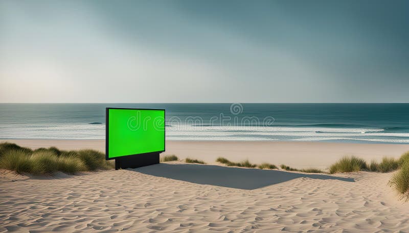 Green Screen on the Beach stock illustration. Illustration of tranquil ...