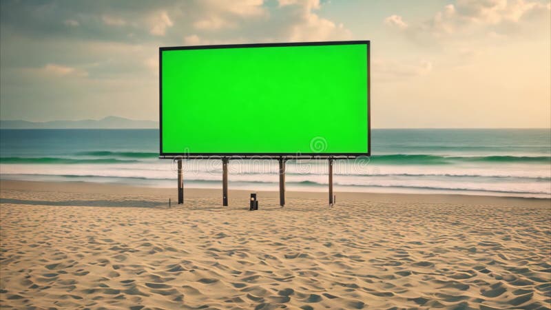 Green Screen Billboard on a Beach Stock Footage - Video of horizon ...