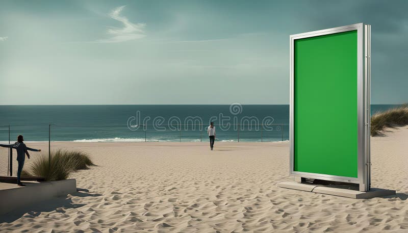 Green Screen Billboard on a Sandy Beach Stock Illustration ...