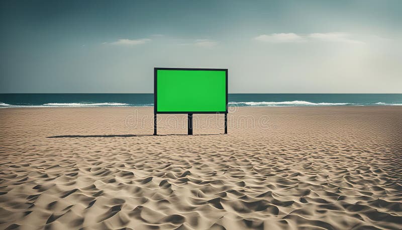 Green Screen Billboard on Sandy Beach Stock Illustration - Illustration ...