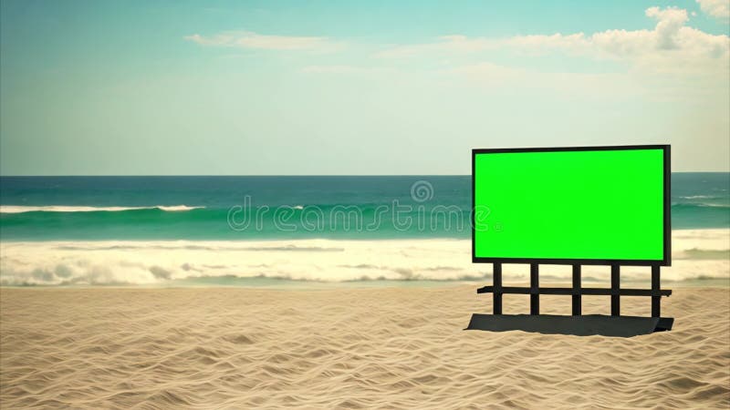 Green Screen Billboard on a Sandy Beach Stock Footage - Video of ...