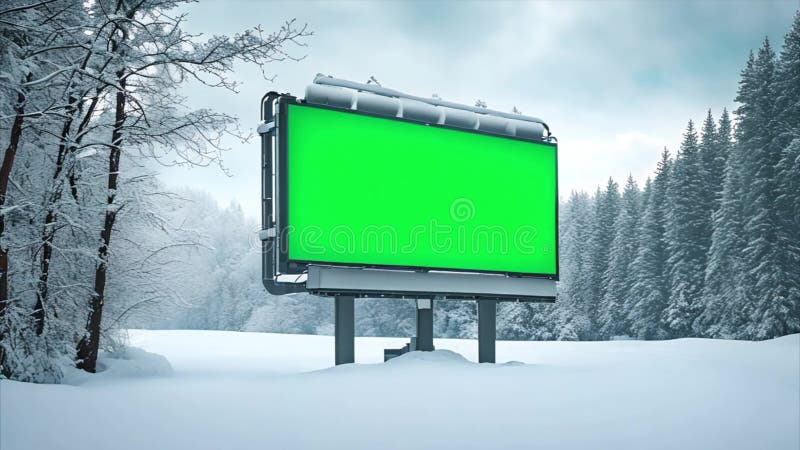 Green Screen Billboard in Snowy Landscape Stock Footage - Video of ...