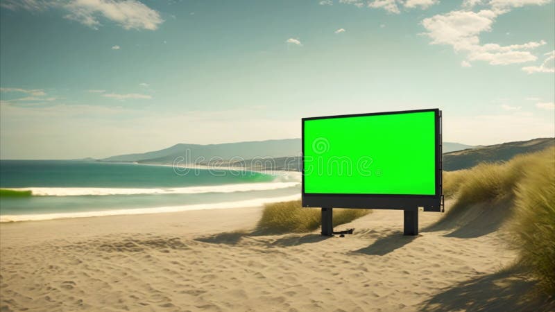 Green Screen Billboard on a Sandy Beach Stock Footage - Video of green ...