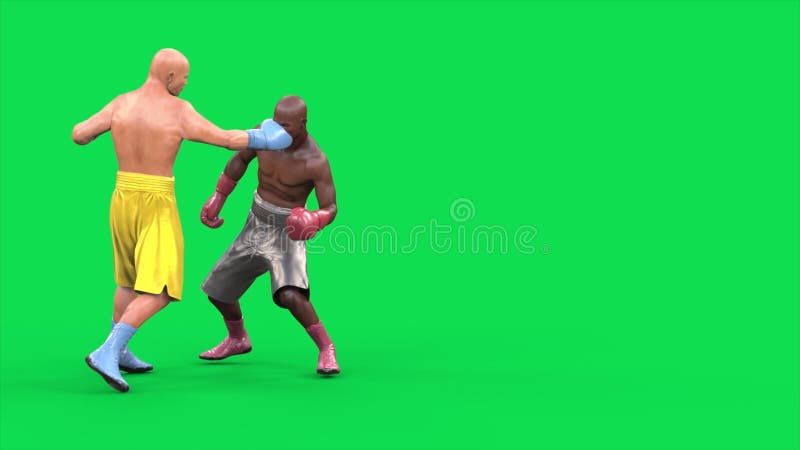 Green Screen Boxers Fight in the Ring, Boxe Combo 3D Animation ...
