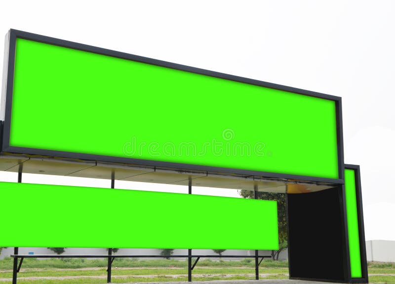 Green Screen on the Bus Stand with Copy Space for Billboards, Backdrop ...