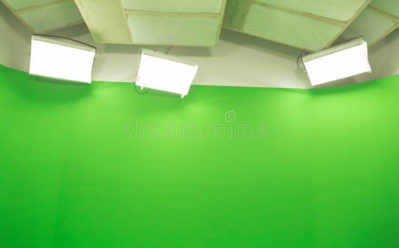 Green Screen Chroma Key Background Modern Tv Studio Setup Stock Image ...