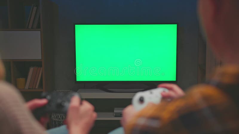 Green Screen for Chroma Key of People Playing Video Game on Console ...