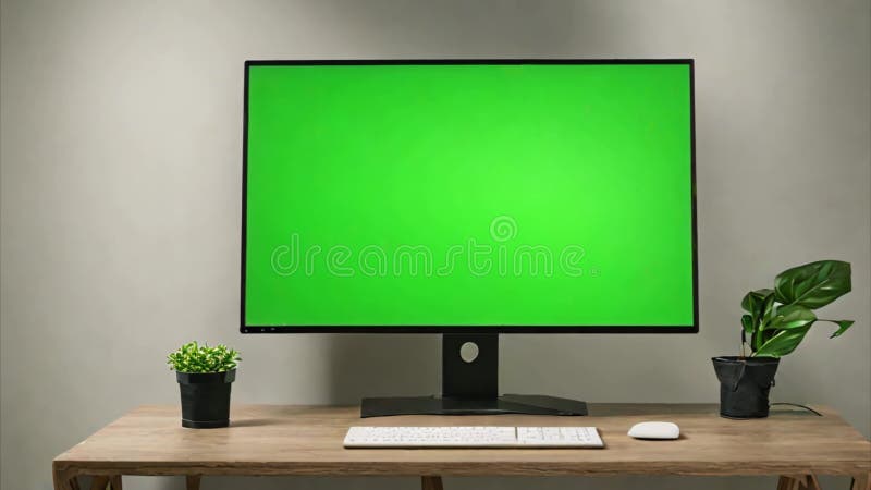Green Screen Computer on a Desk Stock Video - Video of workstation ...