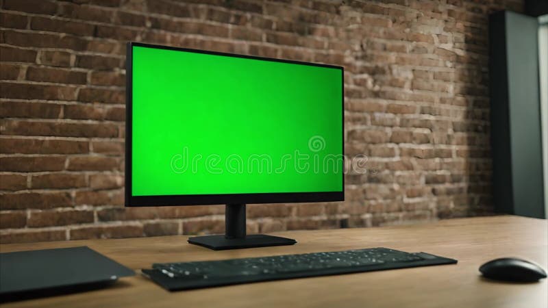 Green Screen Computer on Desk Stock Video - Video of desk, green: 335602859