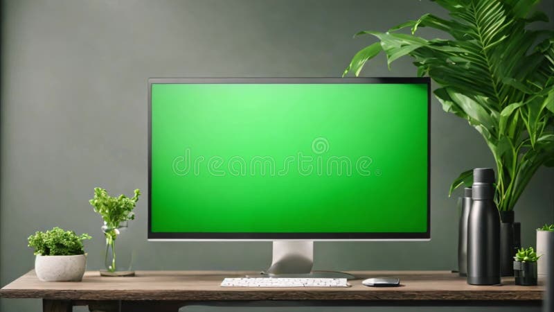 Green Screen Computer Desktop Mockup Stock Video - Video of desk, clean ...