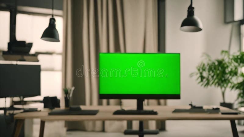 Green Screen Computer Monitor in Modern Office Workspace Stock Video ... Green Screen Computer Monitor in Modern Office Workspace Stock Video ...