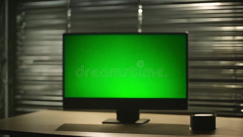 Green Screen Computer Monitor on Desk Stock Footage - Video of creation ...