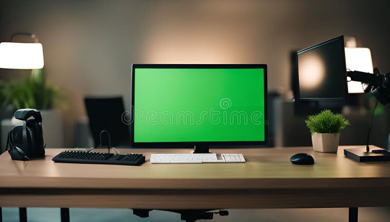 Green Screen Computer Setup Stock Illustration - Illustration of ...