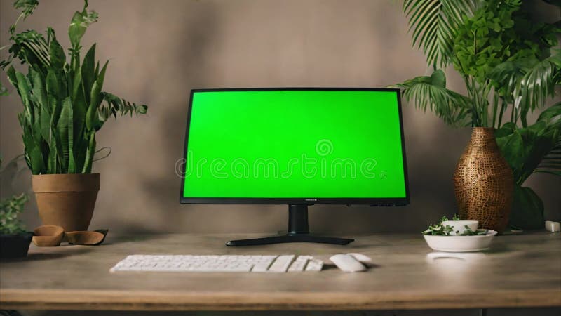 Green Screen Computer Setup Stock Video - Video of work, technology ...