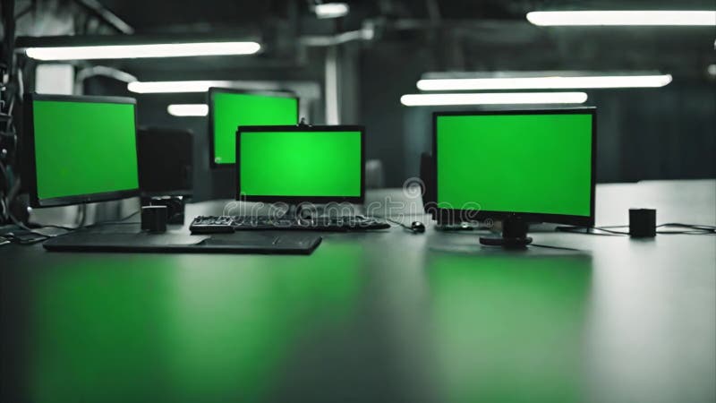 Green Screen Computers in Office Setting Stock Video - Video of desk ...