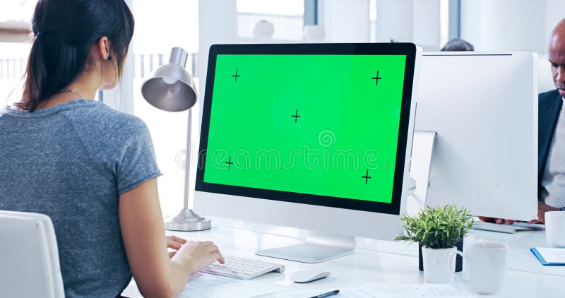 Green Screen, Creative and Person with Computer, Office and Copywriting ...