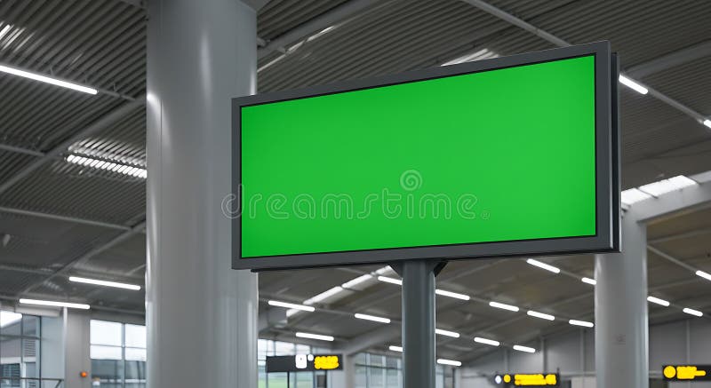 Green Screen Display in Modern Interior Space for Advertising Concepts ...