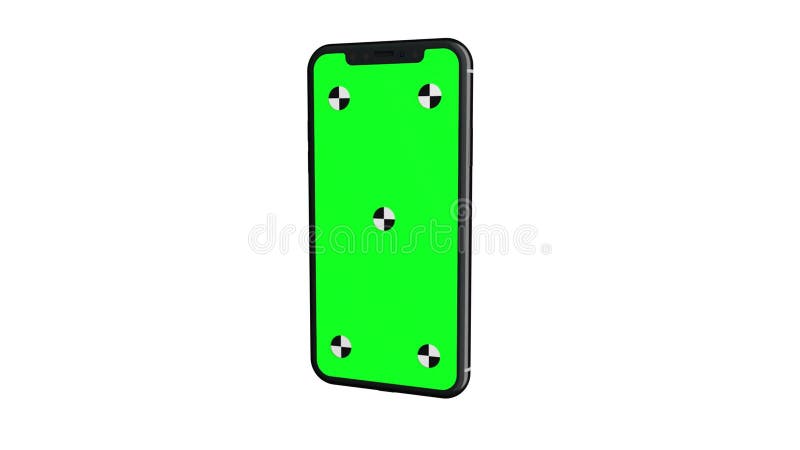 Green Screen Display Smartphone Rotating in Center of Shield. Stock ...
