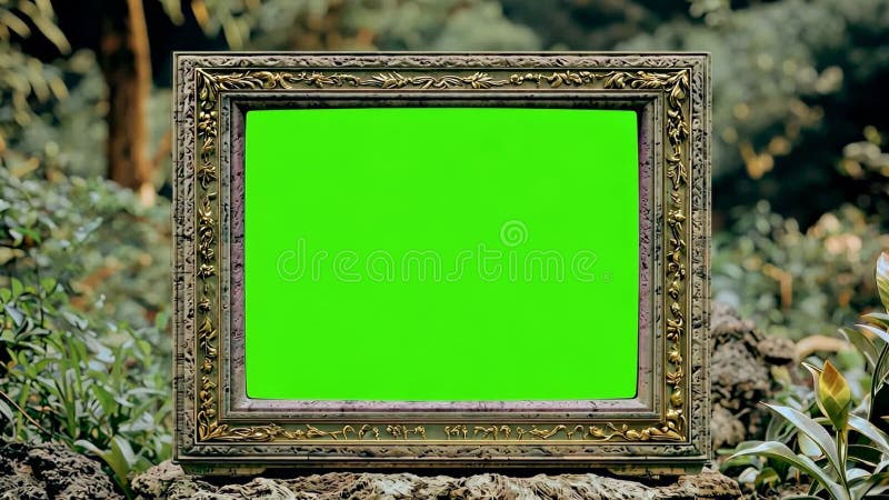 Green Screen Frame Standing in a Lush Garden Stock Video - Video of ...